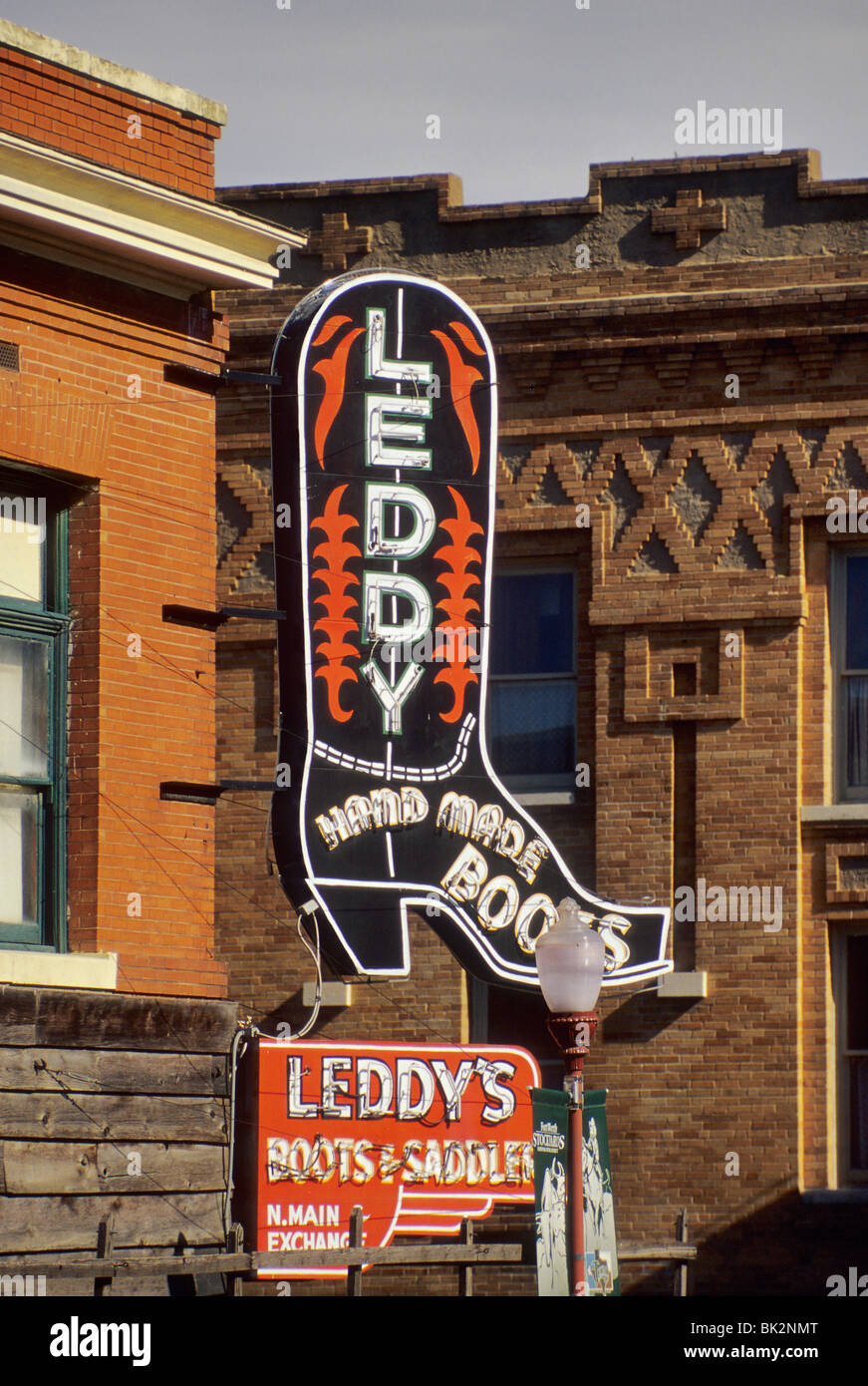 Boot store sign on Exchange Avenue in Fort Worth Stockyards, Fort Worth ...