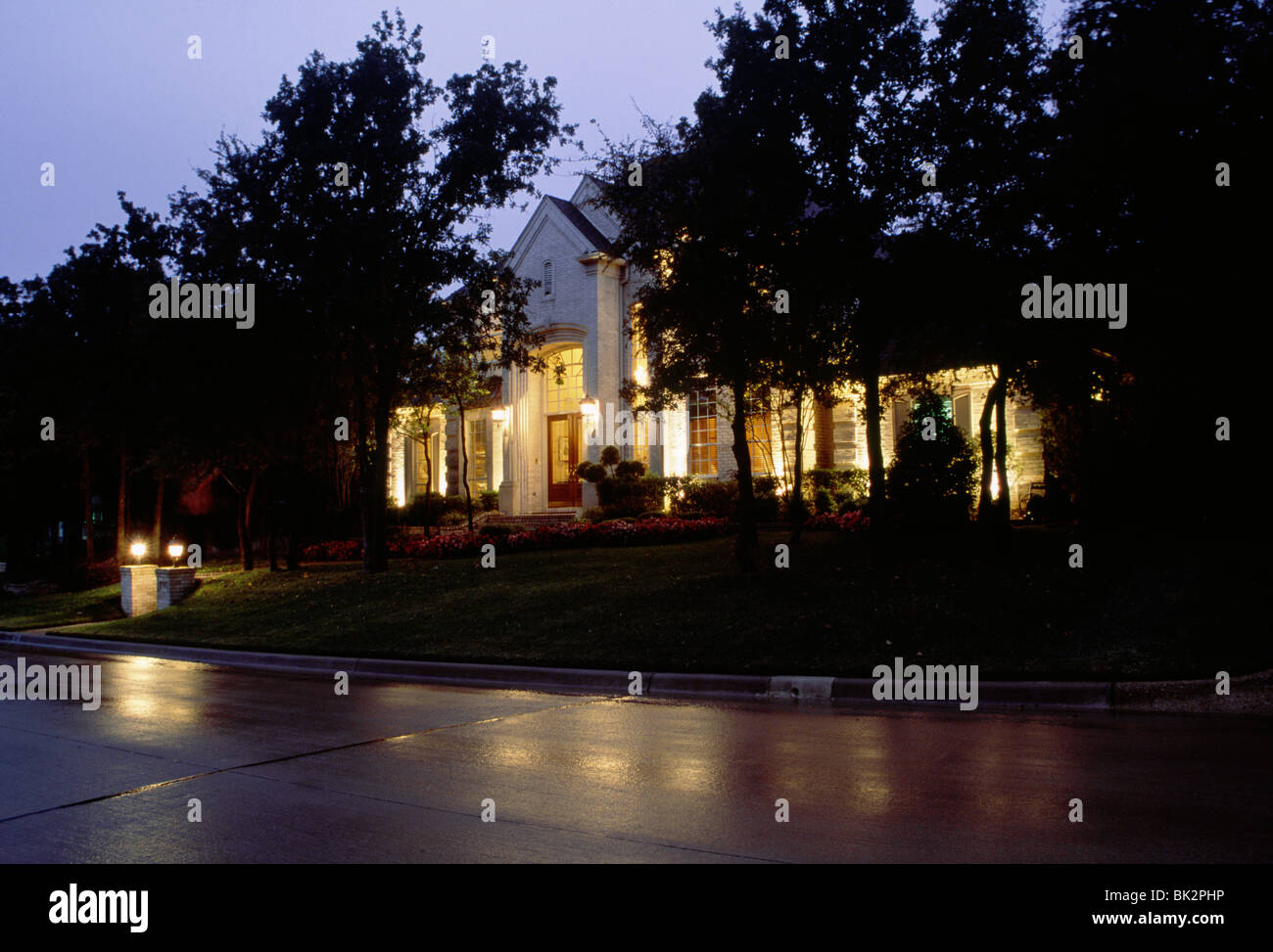 House Exterior in the Rain at Night Stock Photo - Alamy