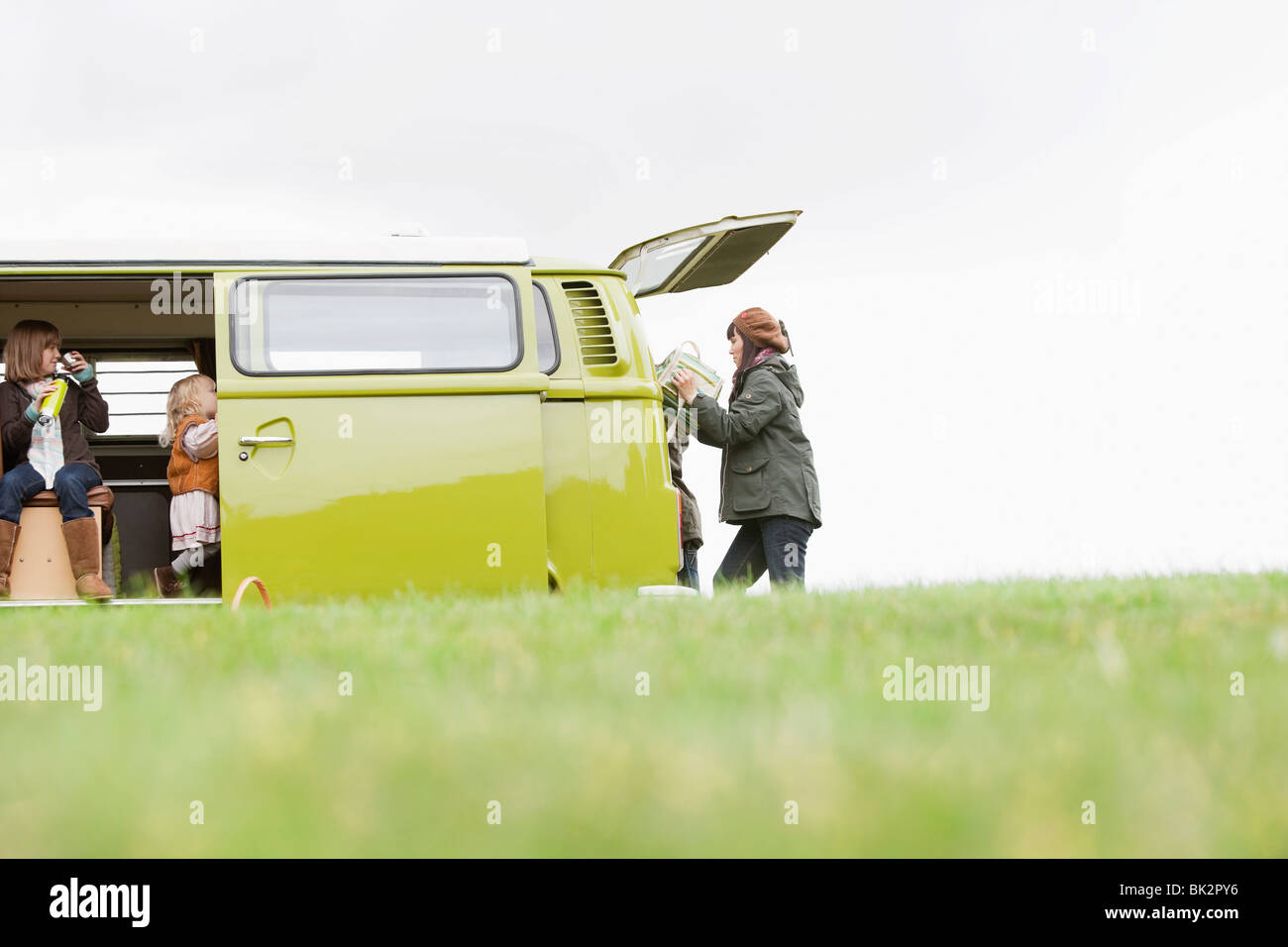 Woman child camper van hi-res stock photography and images - Alamy