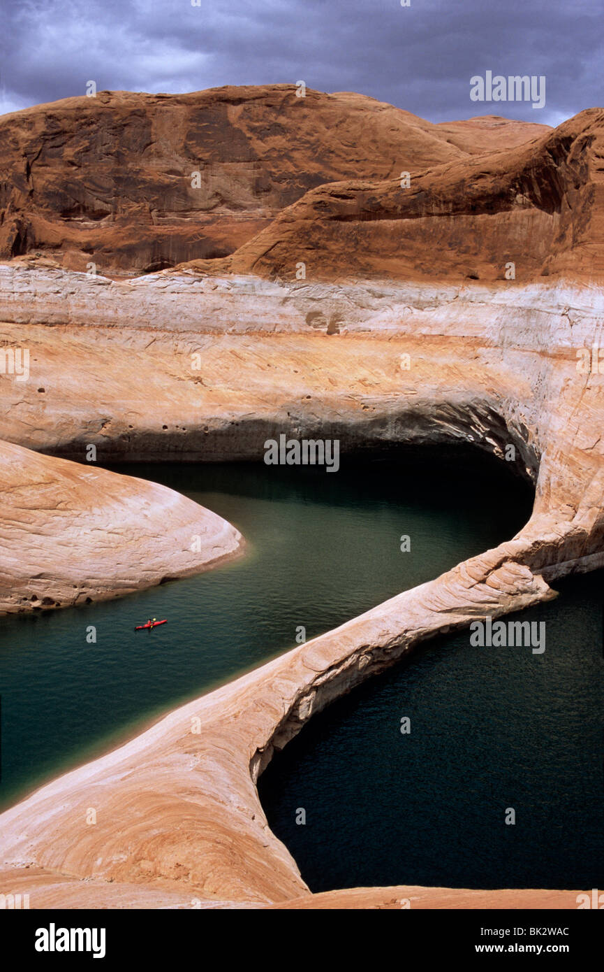 Kayaking on Lake Powell in Reflection Canyon with water level of ...