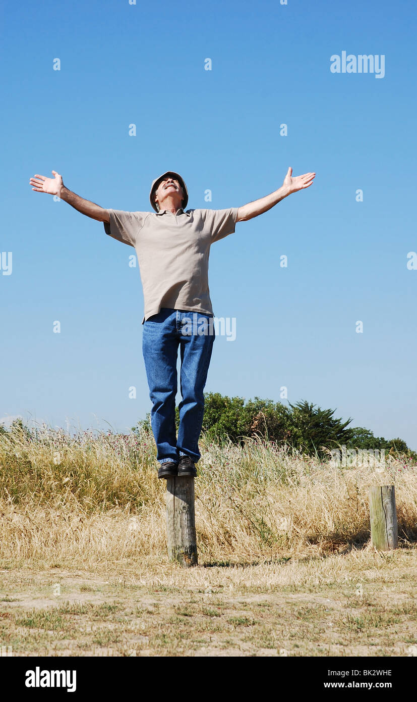 Mature man enjoying life Stock Photo - Alamy