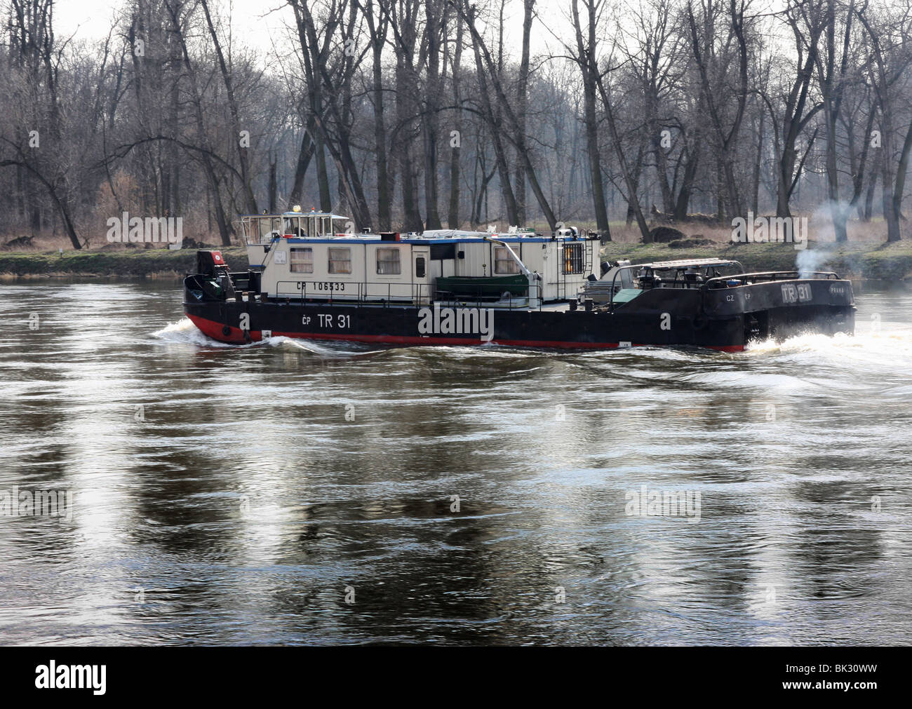 Towboat on the Labe River Stock Photo - Alamy