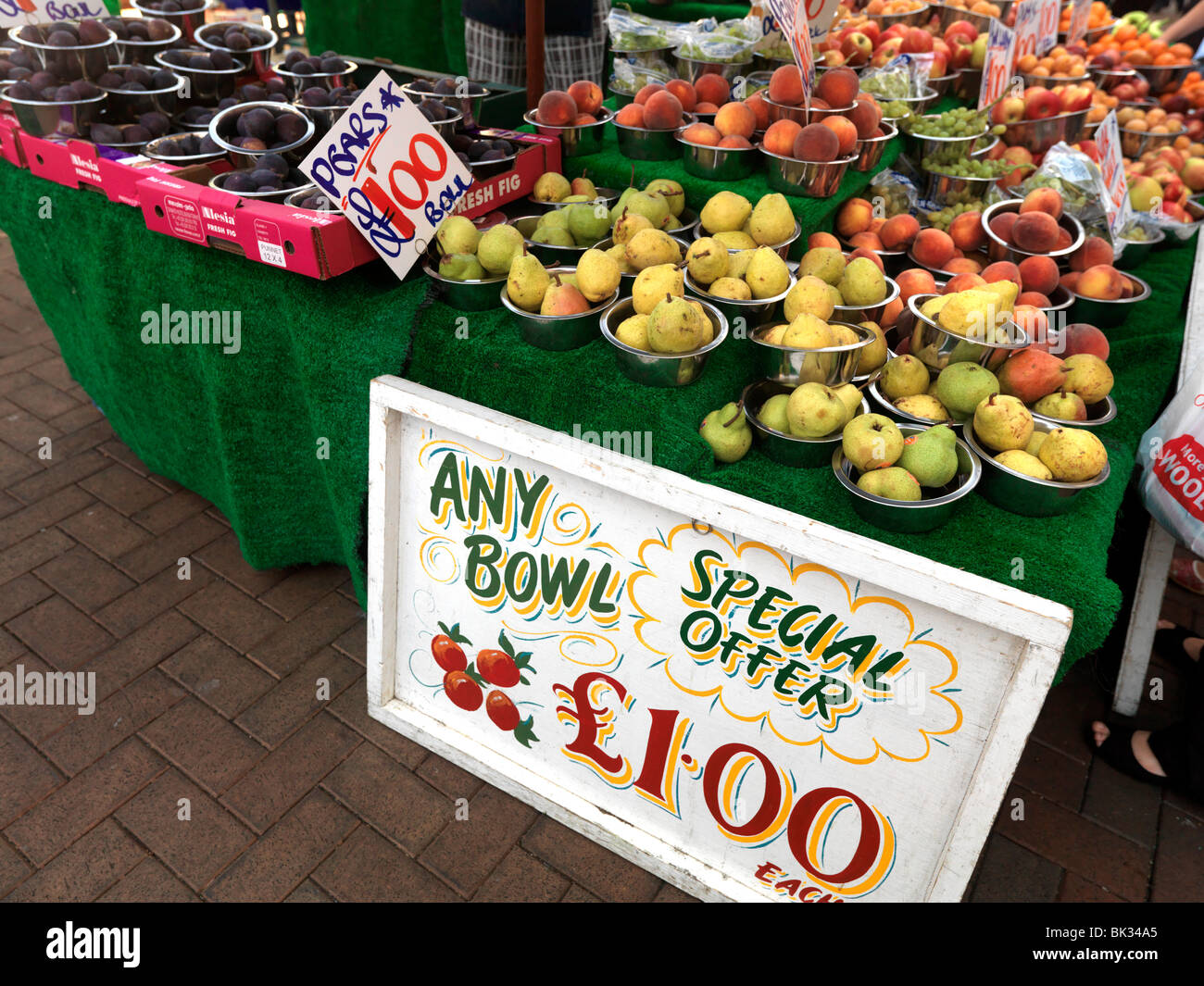 Epsom Market Surrey England Bowls Of Fruit Pears, Peaches, Plums ...