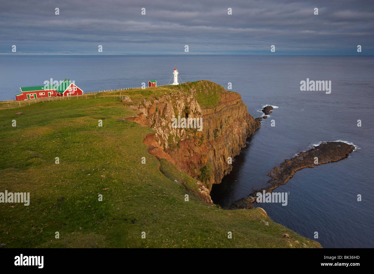 Akraberg lighthouse, Suduroy island, southernmost point of Faroe ...