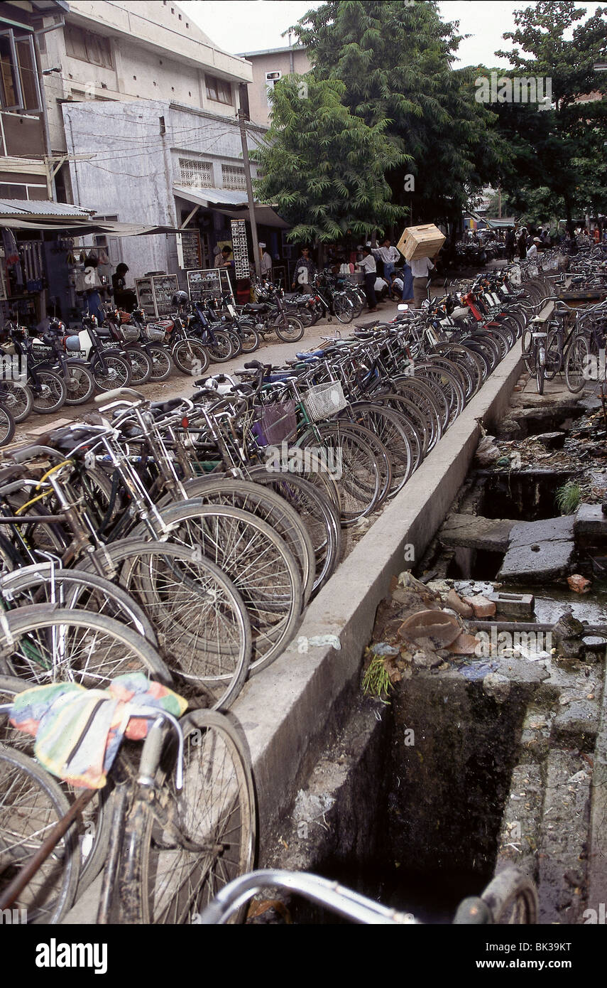 Bicycles and motorcycles, Myanmar Stock Photo - Alamy