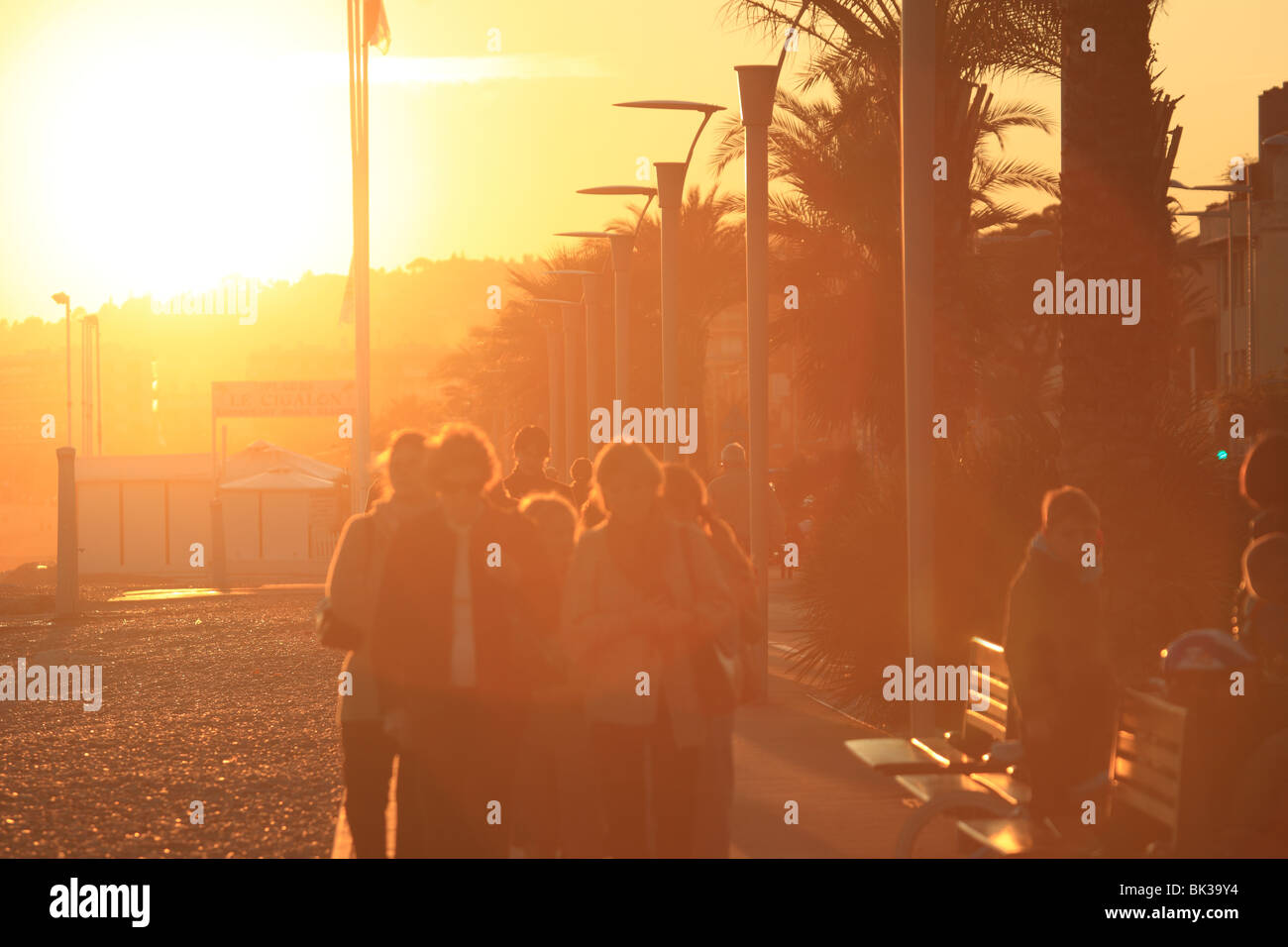 Sunday promenade in the coastal fishing city of Cros de Cagnes near ...