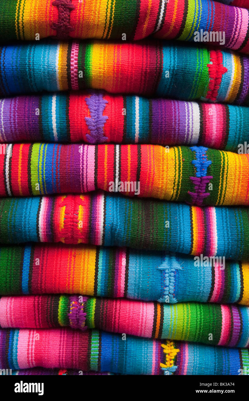 Textiles at Chichicastenango market, Guatemala, Central America Stock ...