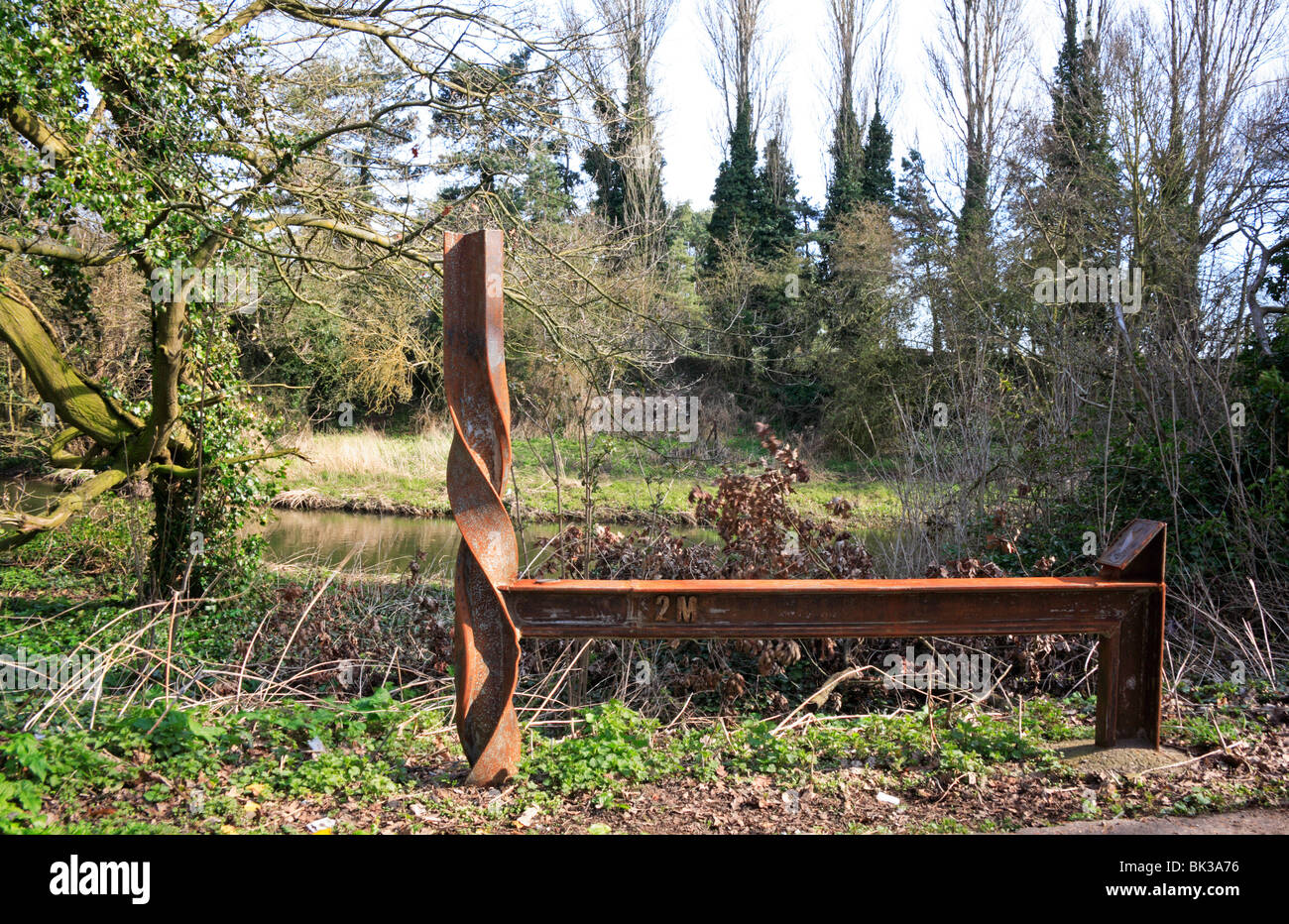 Two mile marker sign on the Marriott's Way long distance path and cycle ...