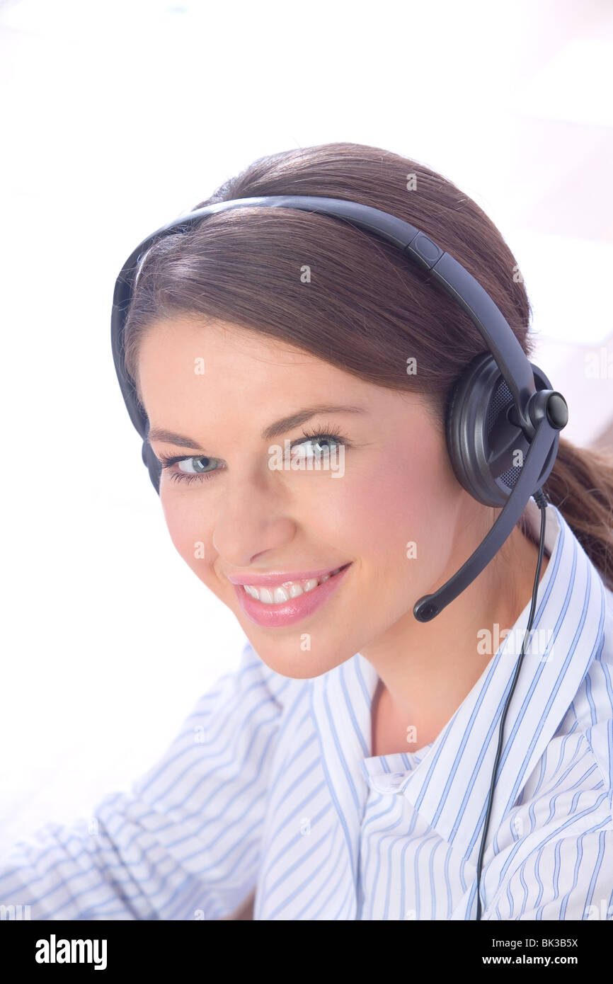 Woman in call center Stock Photo - Alamy