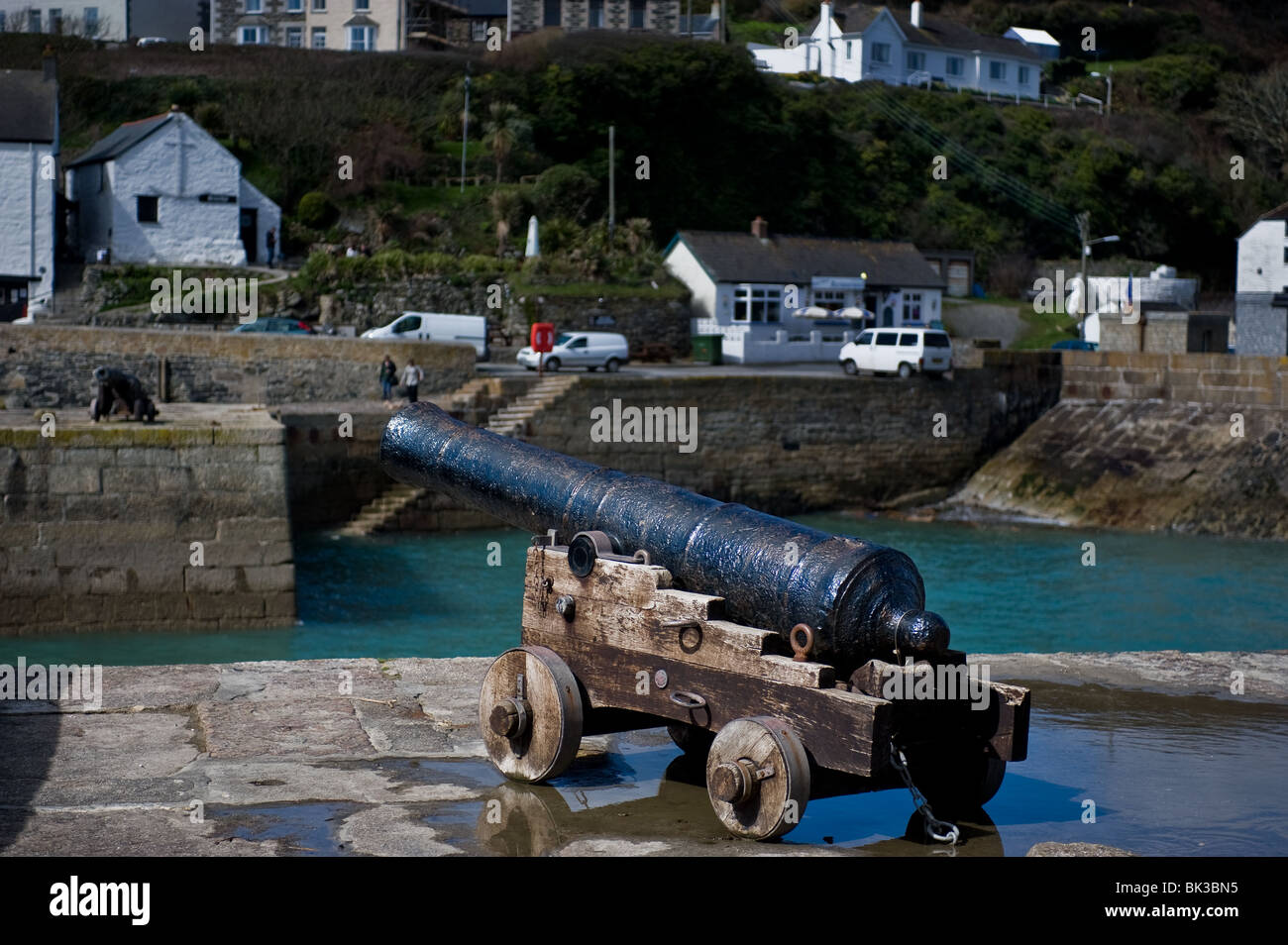 Porthleven Harbour in Cornwall Cannon HMS Anson. Photo by Gordon ...