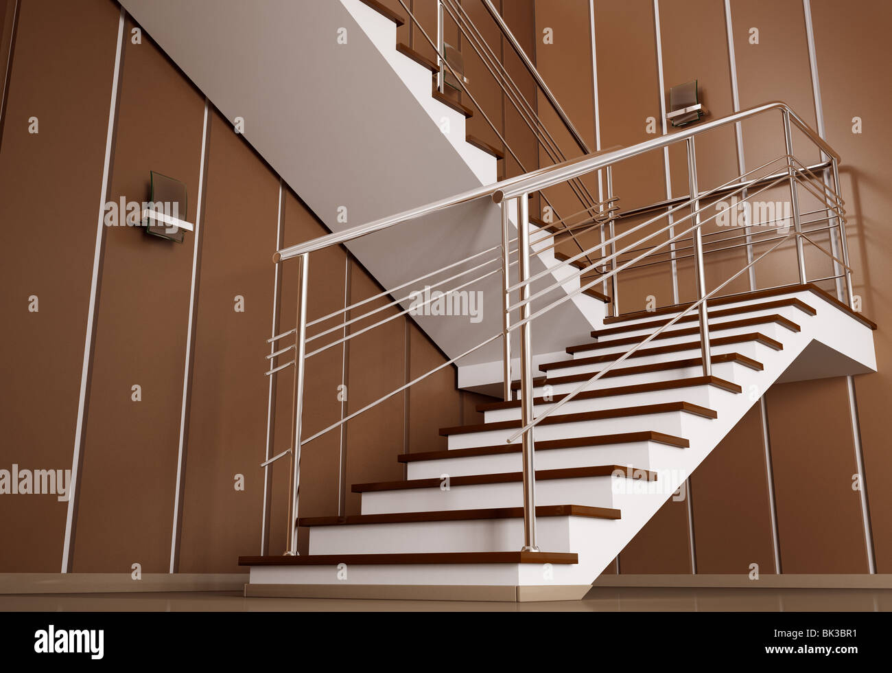 Interior with Staircase 3d render Stock Photo - Alamy