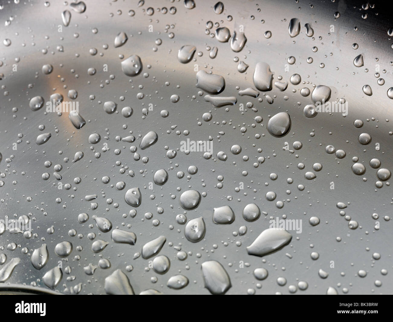 Water Droplets On Kitchen Sink Surface Stock Photo - Alamy
