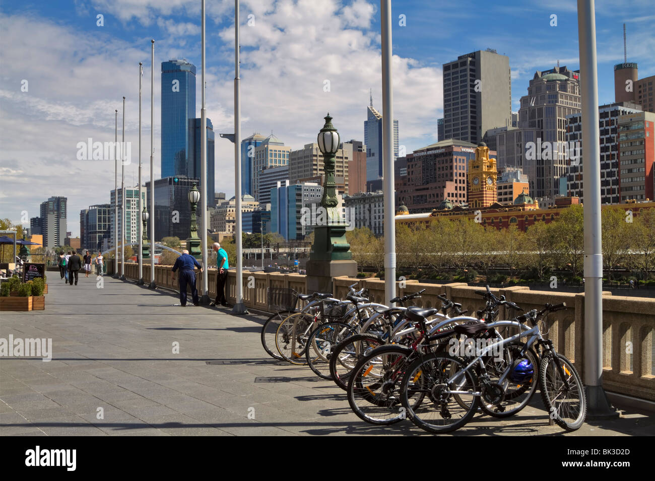 Southbank Promenade, Melbourne, Australia. Bicycles on the walking and ...
