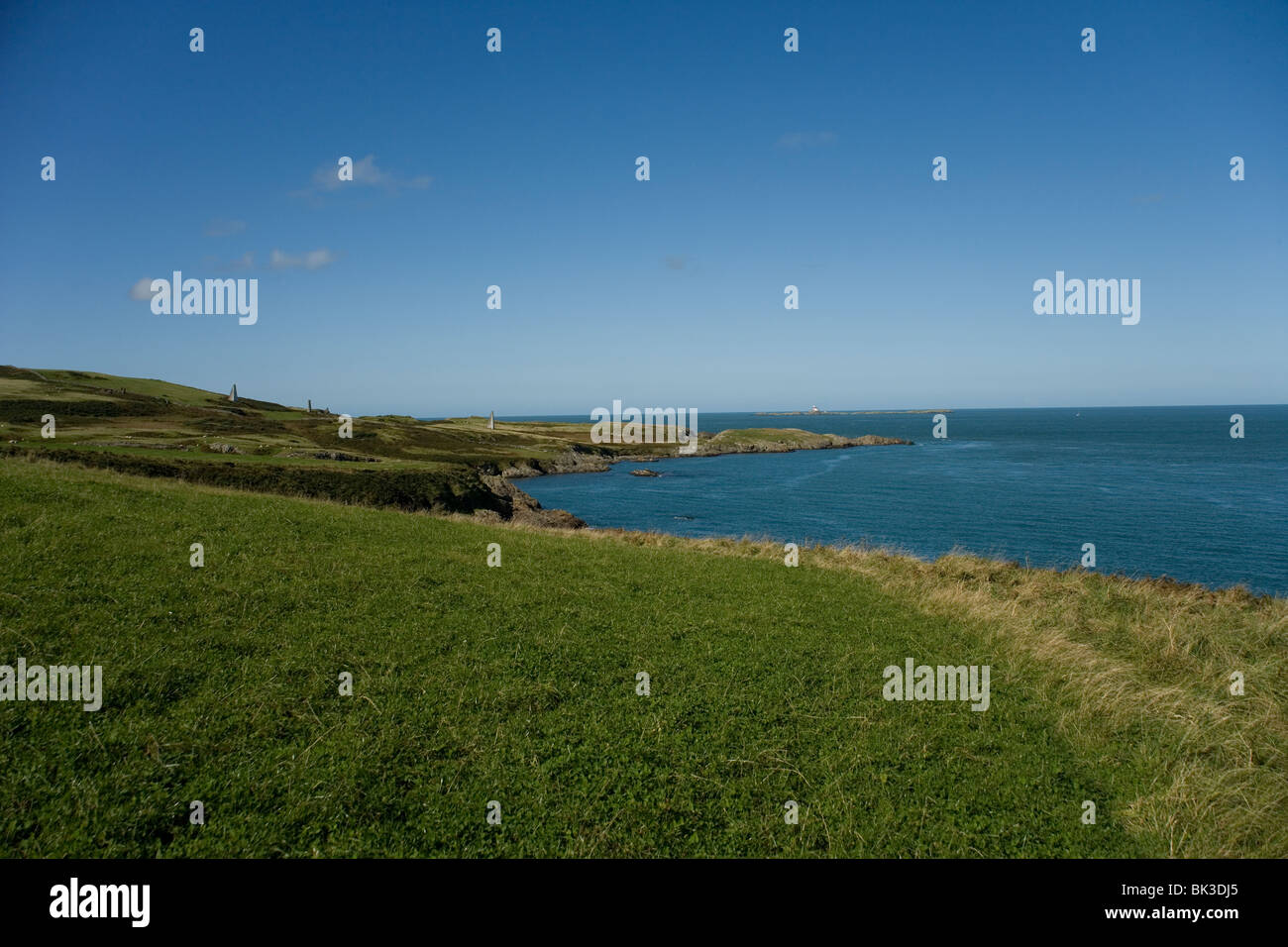Skerries Lighthouse and Carmel Head from the Anglesey coastal path ...