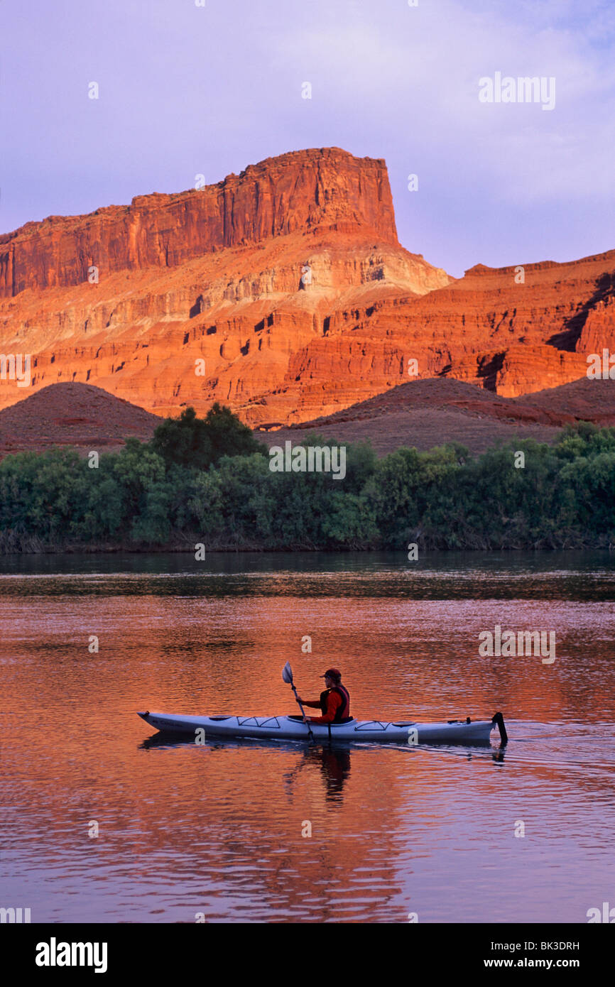 Kayaking below Hatch Point on the Colorado River downstream of the town ...