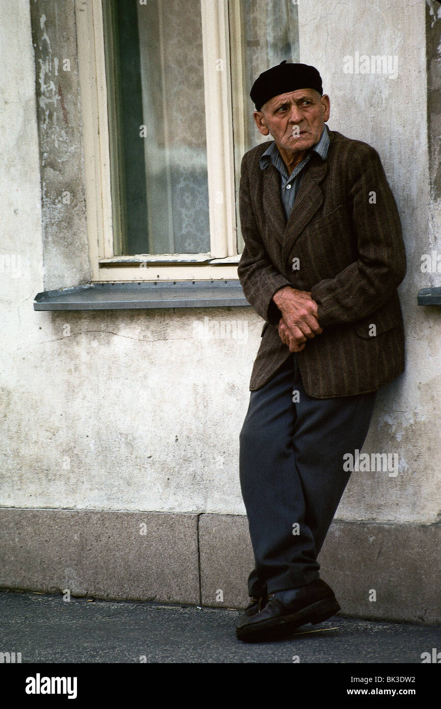 Full length portrait of Polish man leaning against a building, Poland ...
