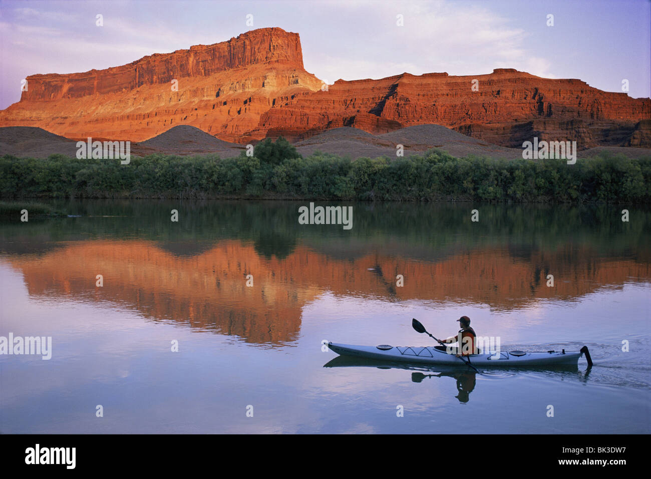 Kayaking below Hatch Point on the Colorado River downstream of the town ...