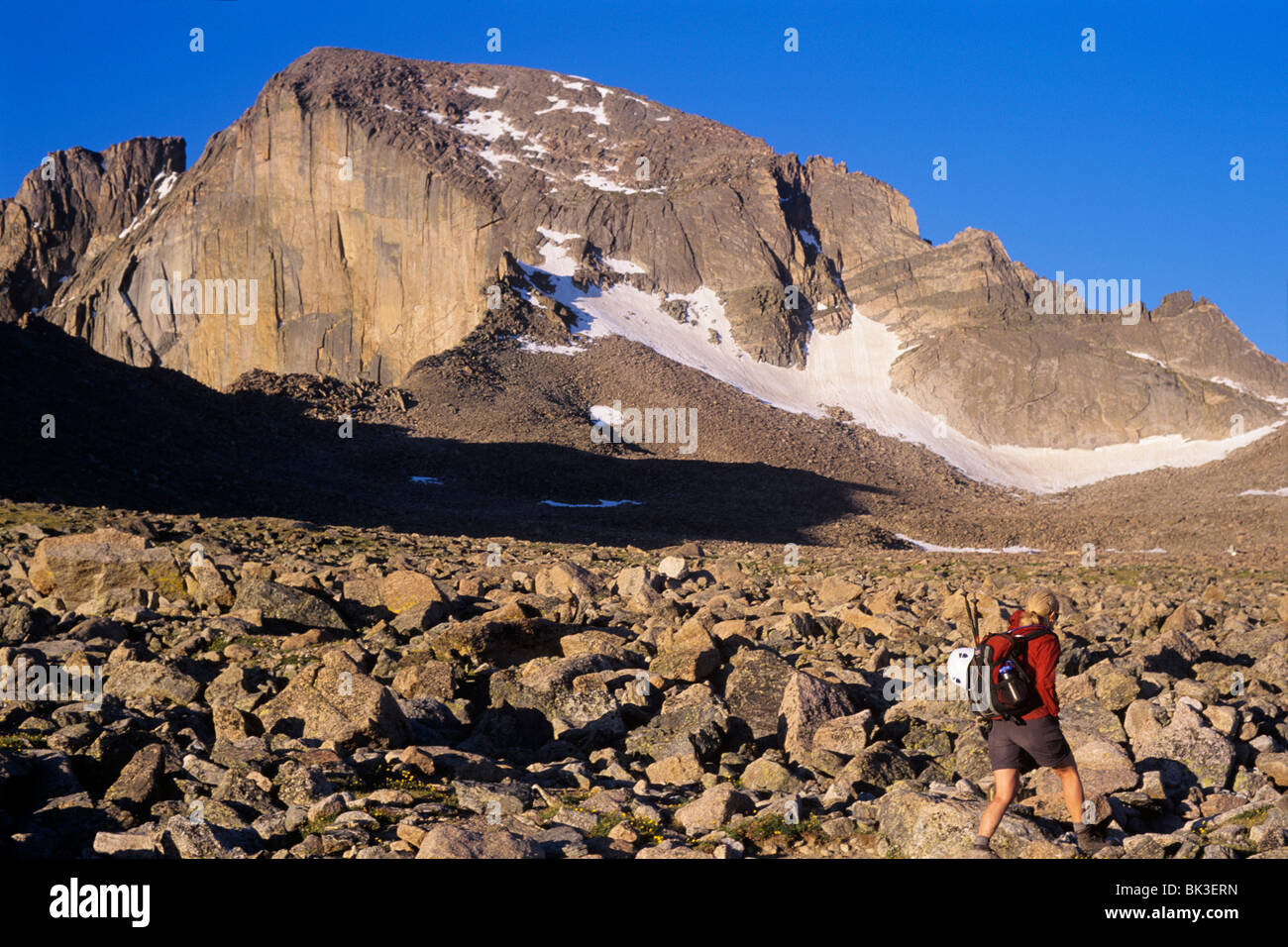 Hiking along East Long Peak Trail through Boulder Field and East Face ...