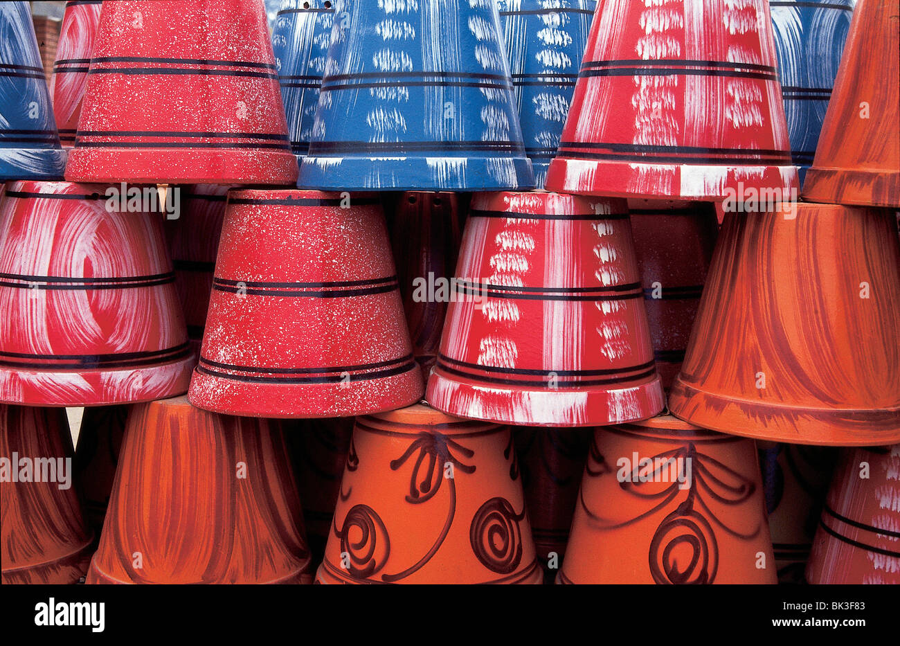 Multi-colored pots, Portugal Stock Photo - Alamy