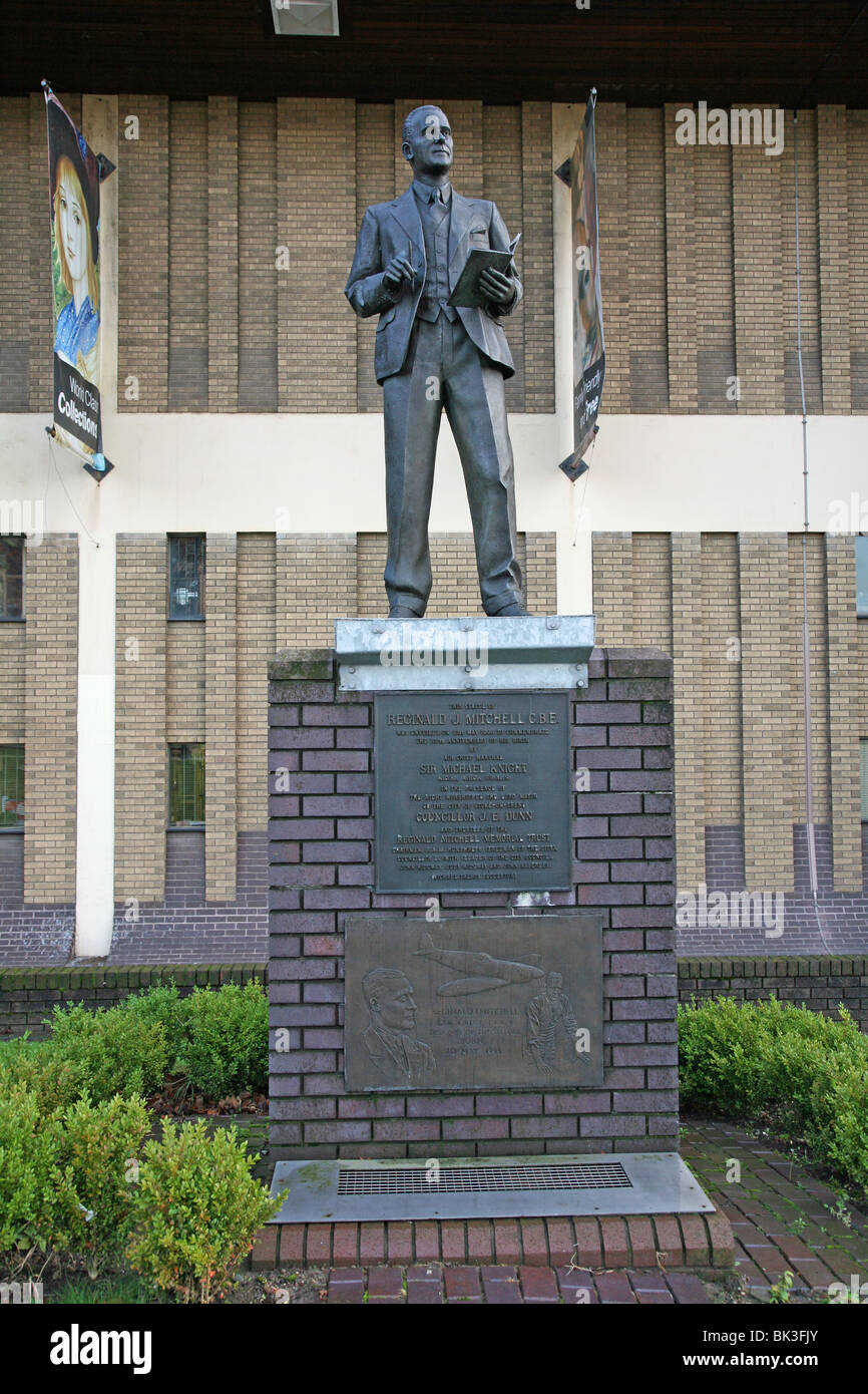 A statue of Reginald Mitchell, designer of the Spitfire aeroplane ...