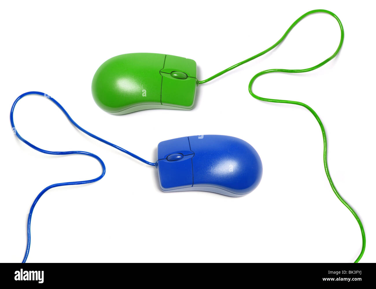 Blue and Green Computer Mouses Stock Photo - Alamy