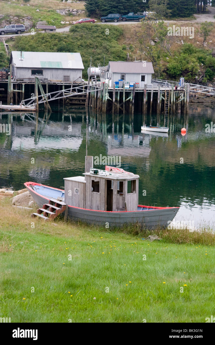 A homemade dory playhouse resides by the harbor's edge at Frenchboro on ...