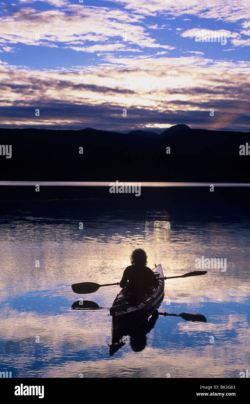 Sunset over Clearwater Lake in Wells Gray Provincial Park, British ...