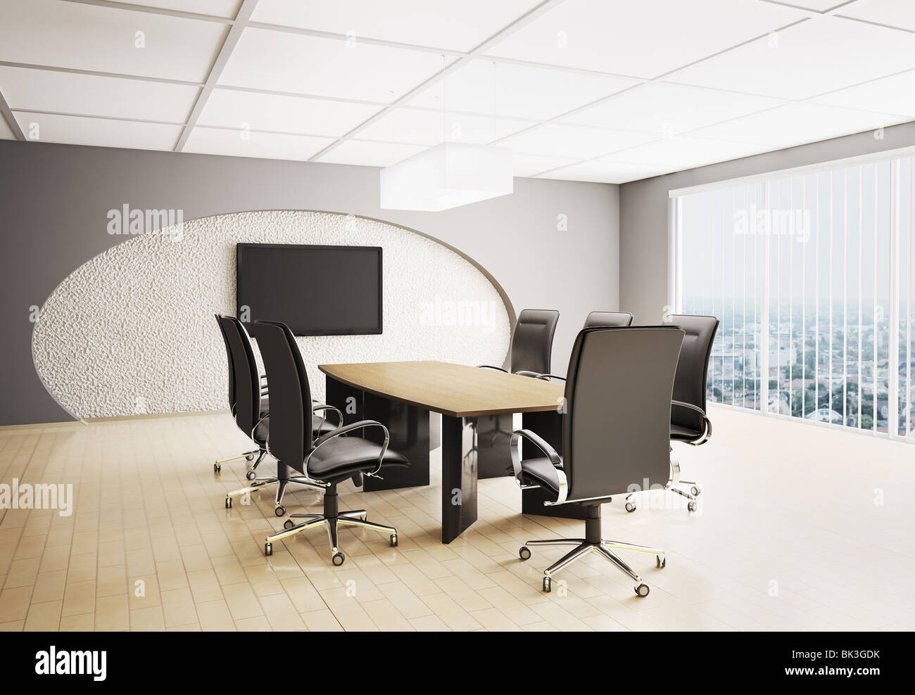 conference room with lcd interior 3d render Stock Photo - Alamy