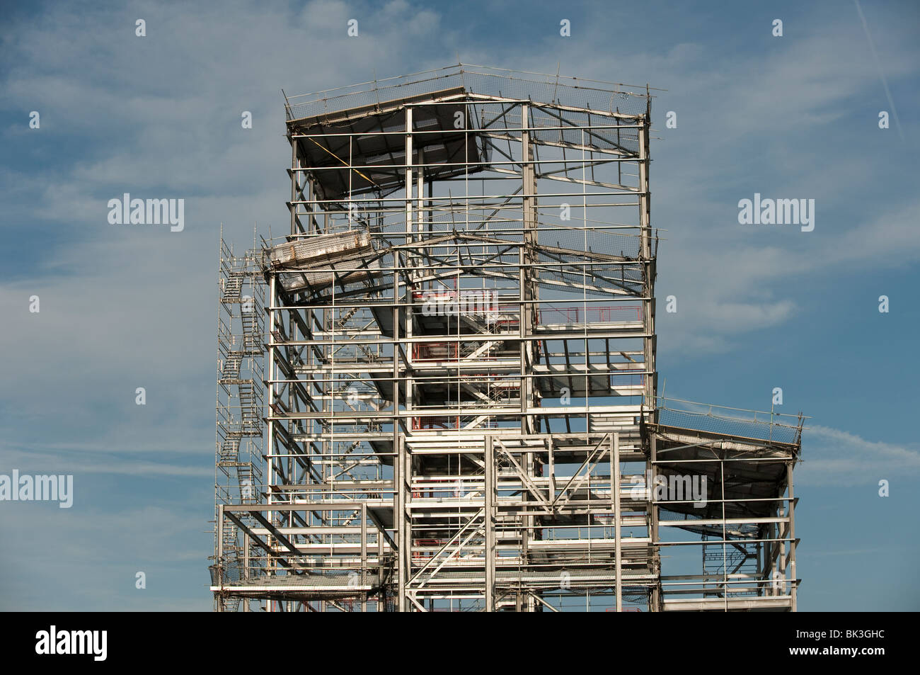 Steel frame of building factory under construction Stock Photo - Alamy