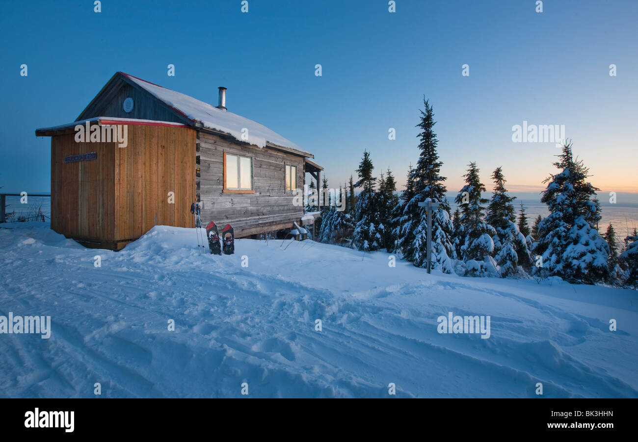 Mountain hut and landscape Stock Photo - Alamy