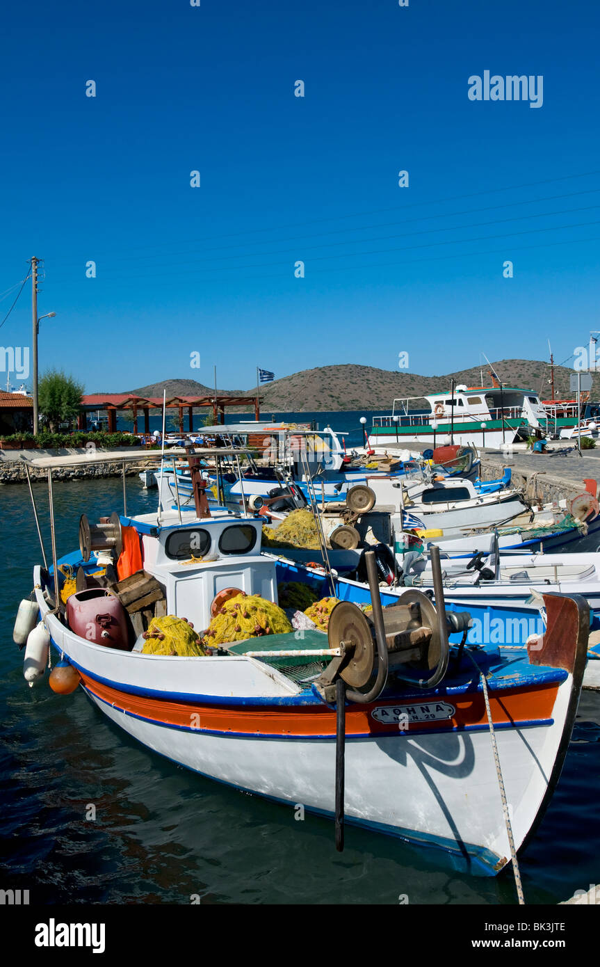 Fishing Boats in Elounda Harbour, Crete, Greece Stock Photo - Alamy