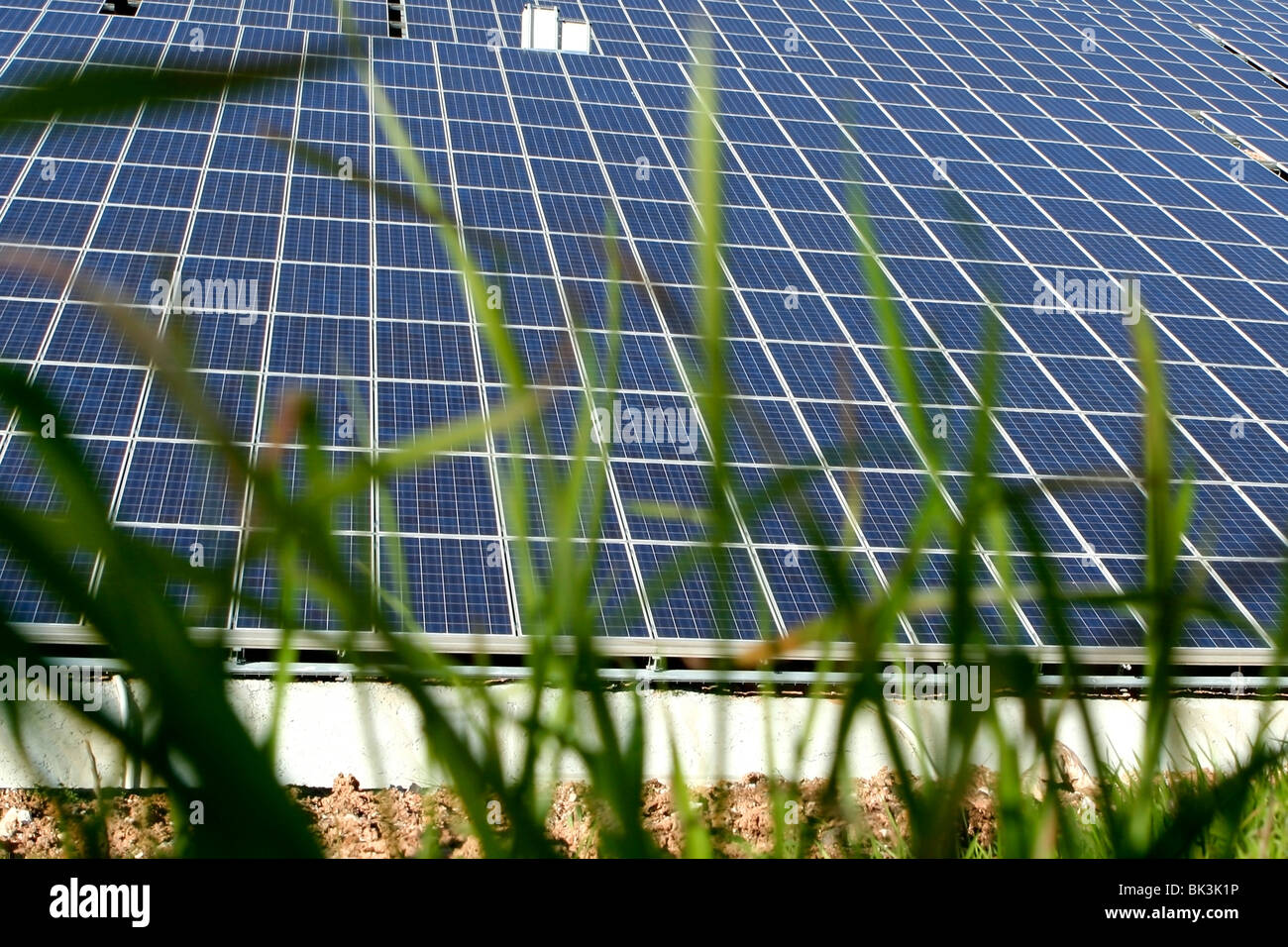 renewable solar panels with great blue cells with perspective view ...