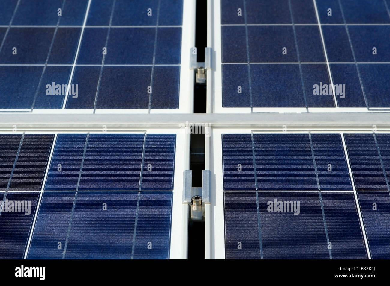 Modern solar photo voltaic panels with great blue cells with ...
