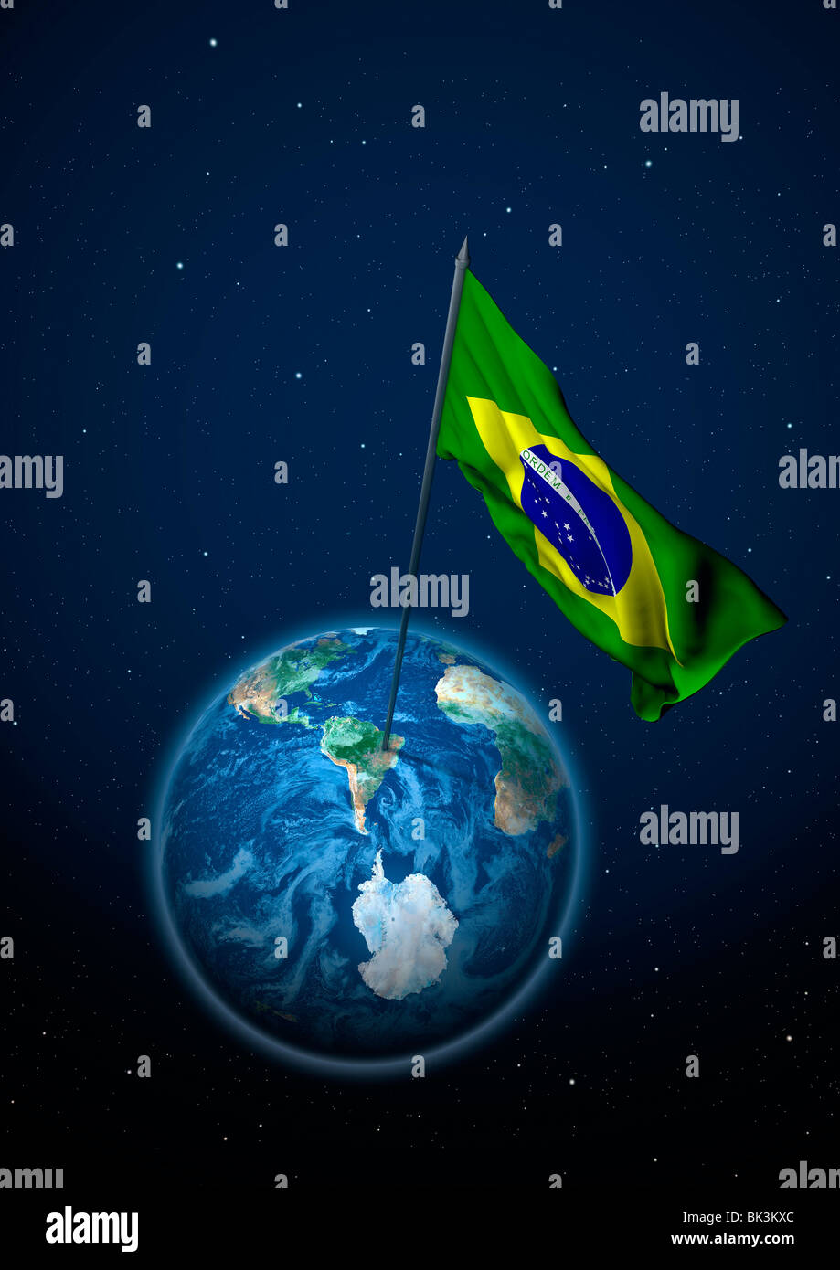 National flag of Brazil in the globe Stock Photo - Alamy