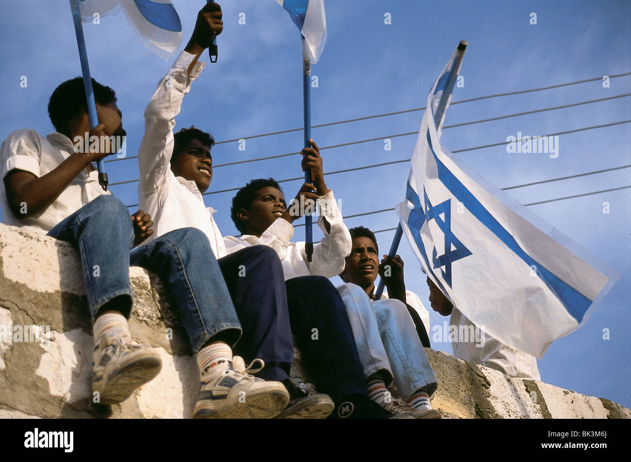 Children waving Israeli Flags during 6 Day War Anniversary Celebration ...