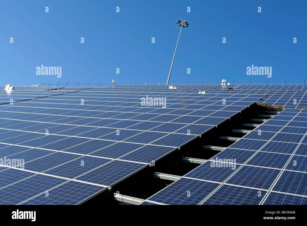 renewable solar panels with great blue cells with perspective view ...