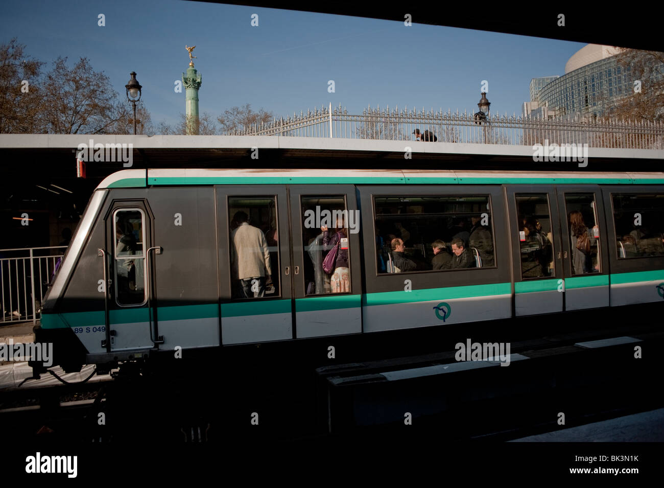Paris, France, Paris Metro, RATP LIne 1 (before renovations) People on ...