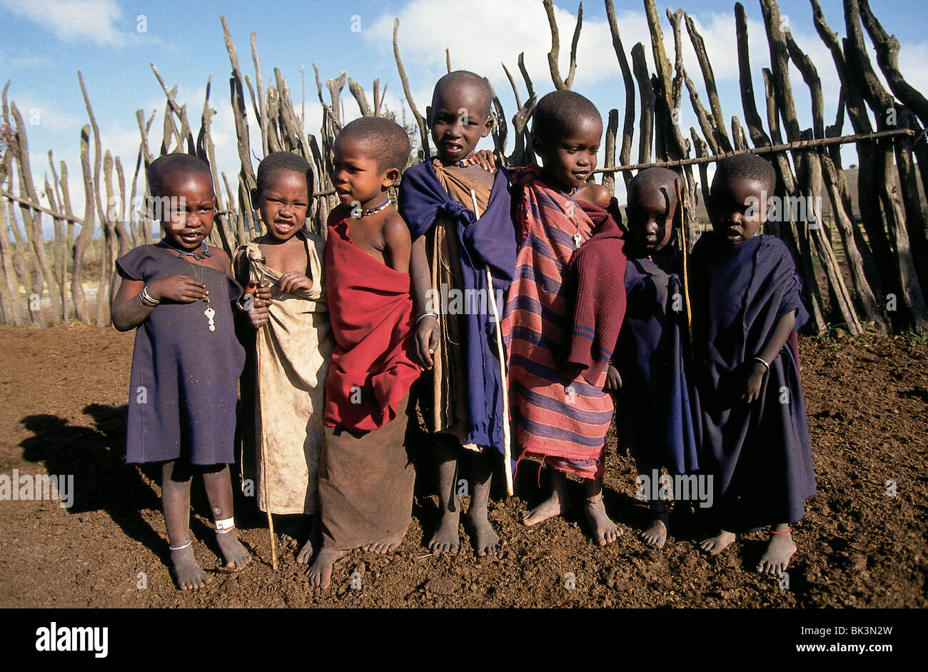 Masai Villagers In Traditional Clothing High Resolution Stock ...