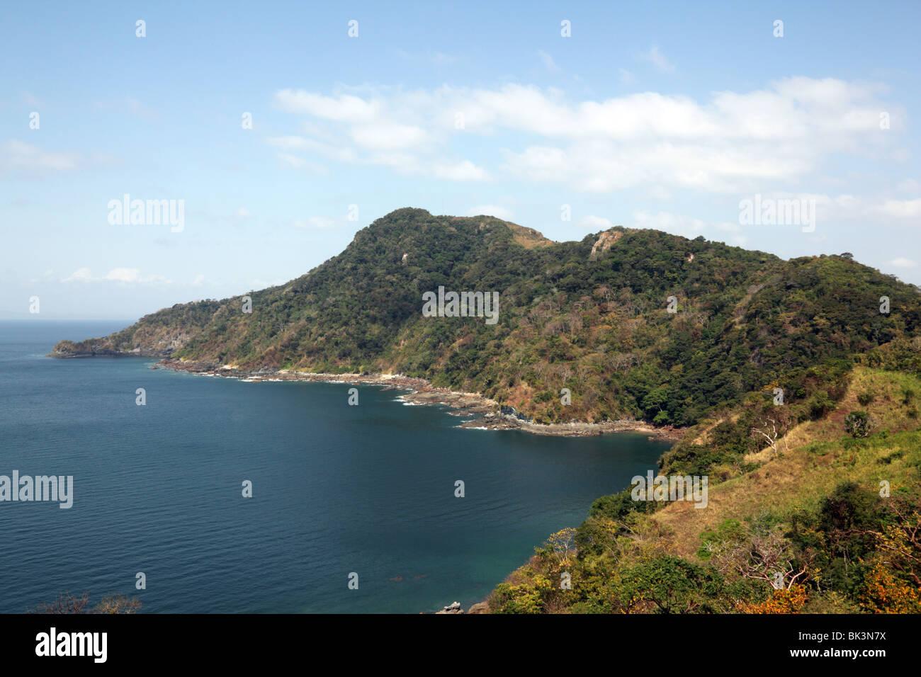 View along southern side of Taboga Island from Cerro de la Cruz, Panama ...
