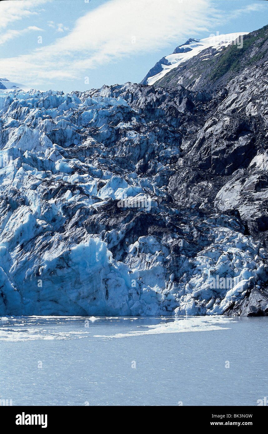 North American glacial landscape of Portage Glacier near the water's ...