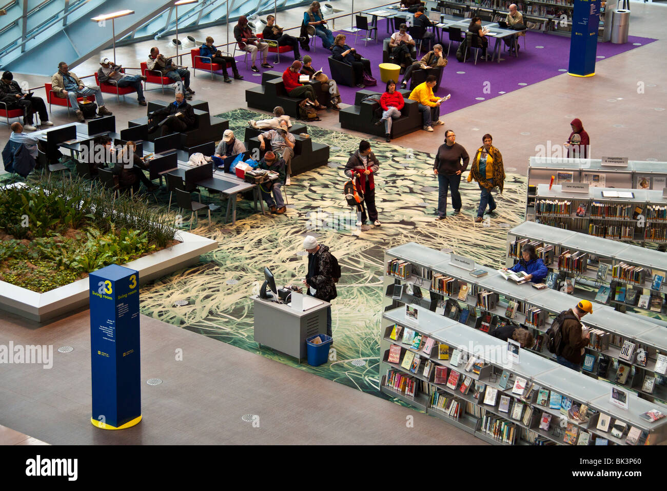 Main branch public reading room, Seattle Public Library, Seattle ...
