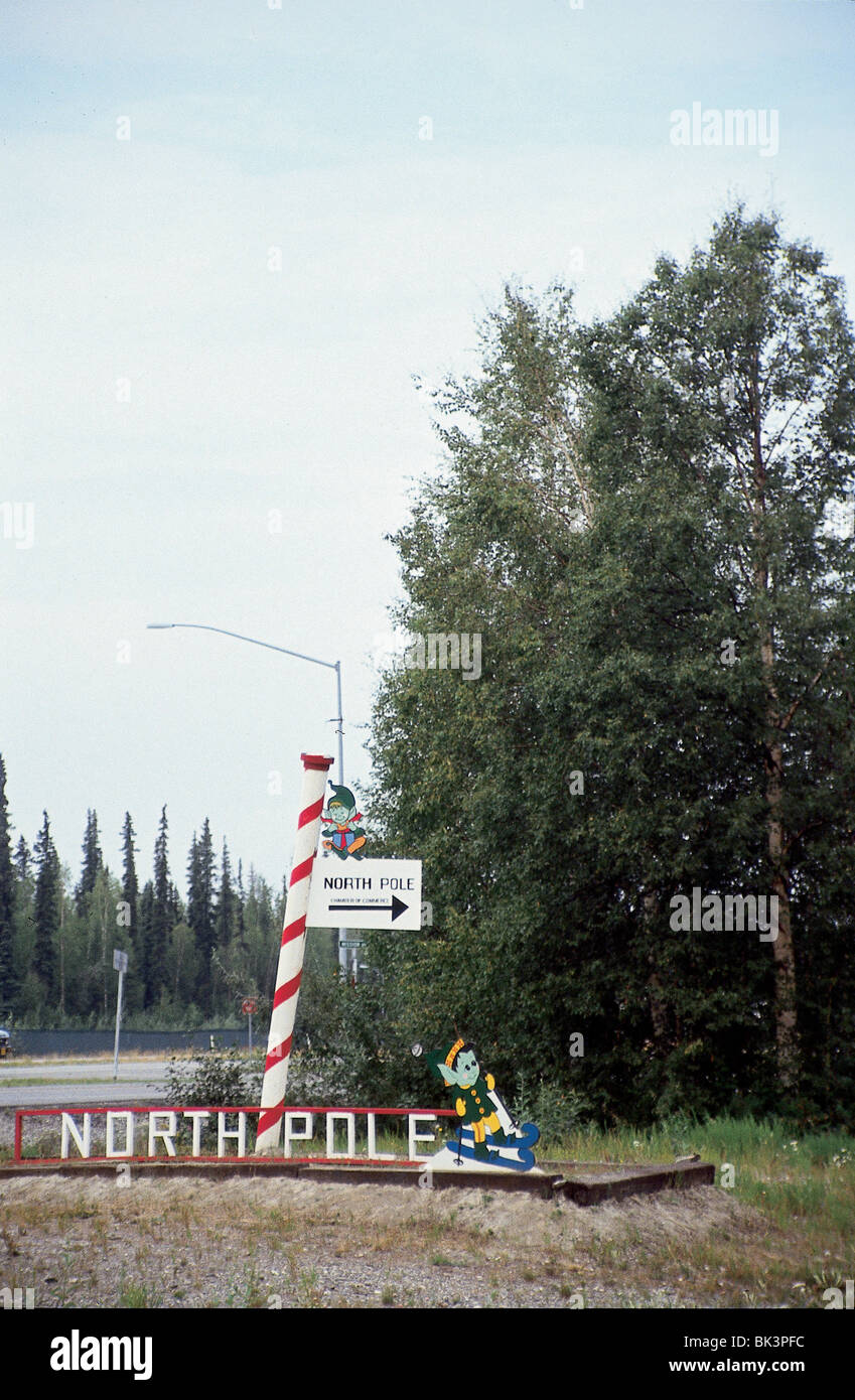 A road sign for the North Pole Chamber of Commerce, Alaska Stock Photo ...