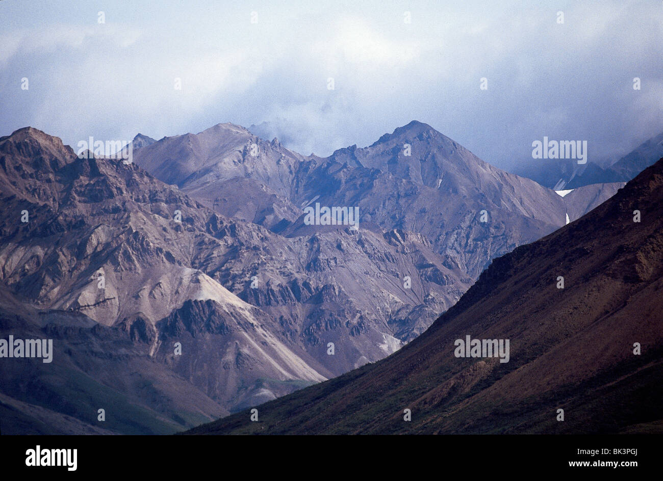 Aerial view of remote mountains and mountain range in Alaska, United ...