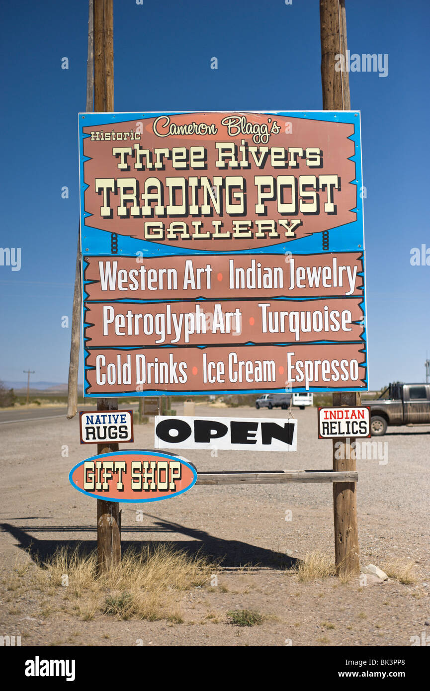Sign at Three Rivers Trading Post, New Mexico Stock Photo - Alamy