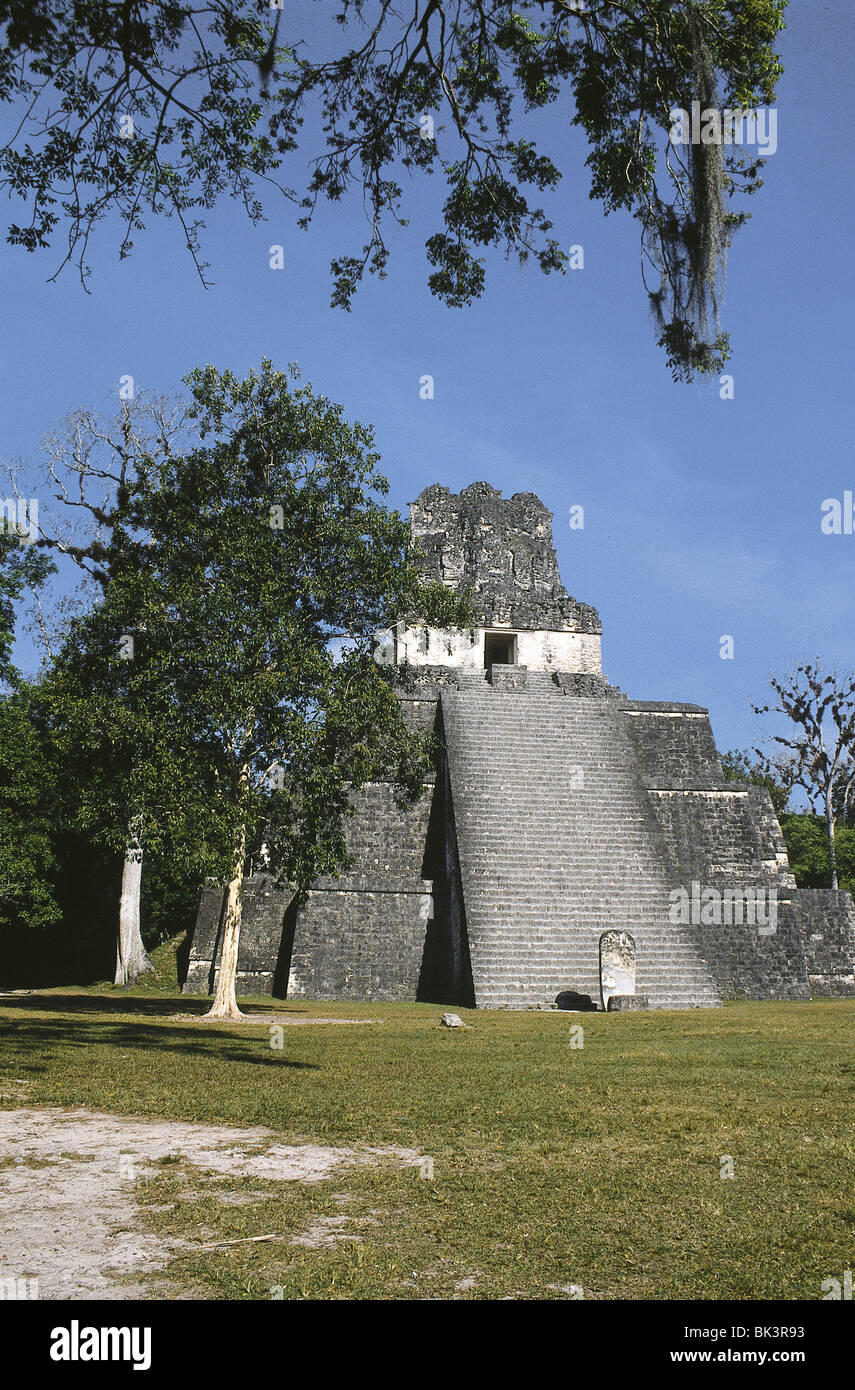Ancient Pre-Columbian Mayan archaeological site showing the Maya Temple ...