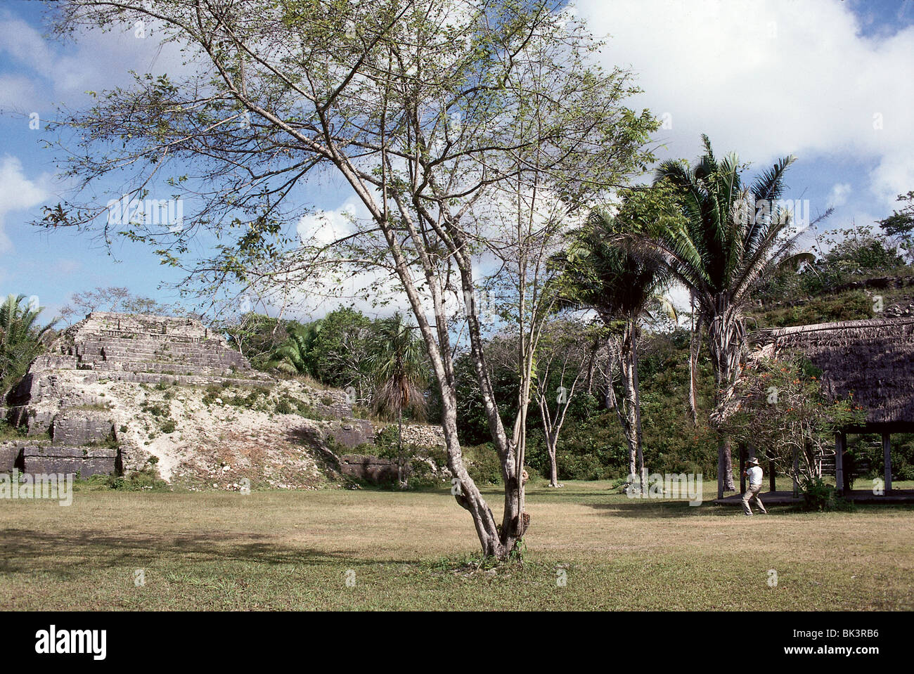 Ancient Pre-Columbian Maya archaeological site with pyramid temple ...