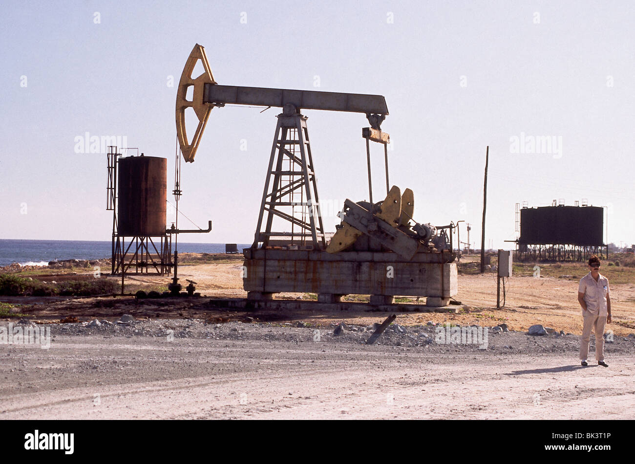 Oil well and oil storage along the coast of La Habana Province, Cuba ...