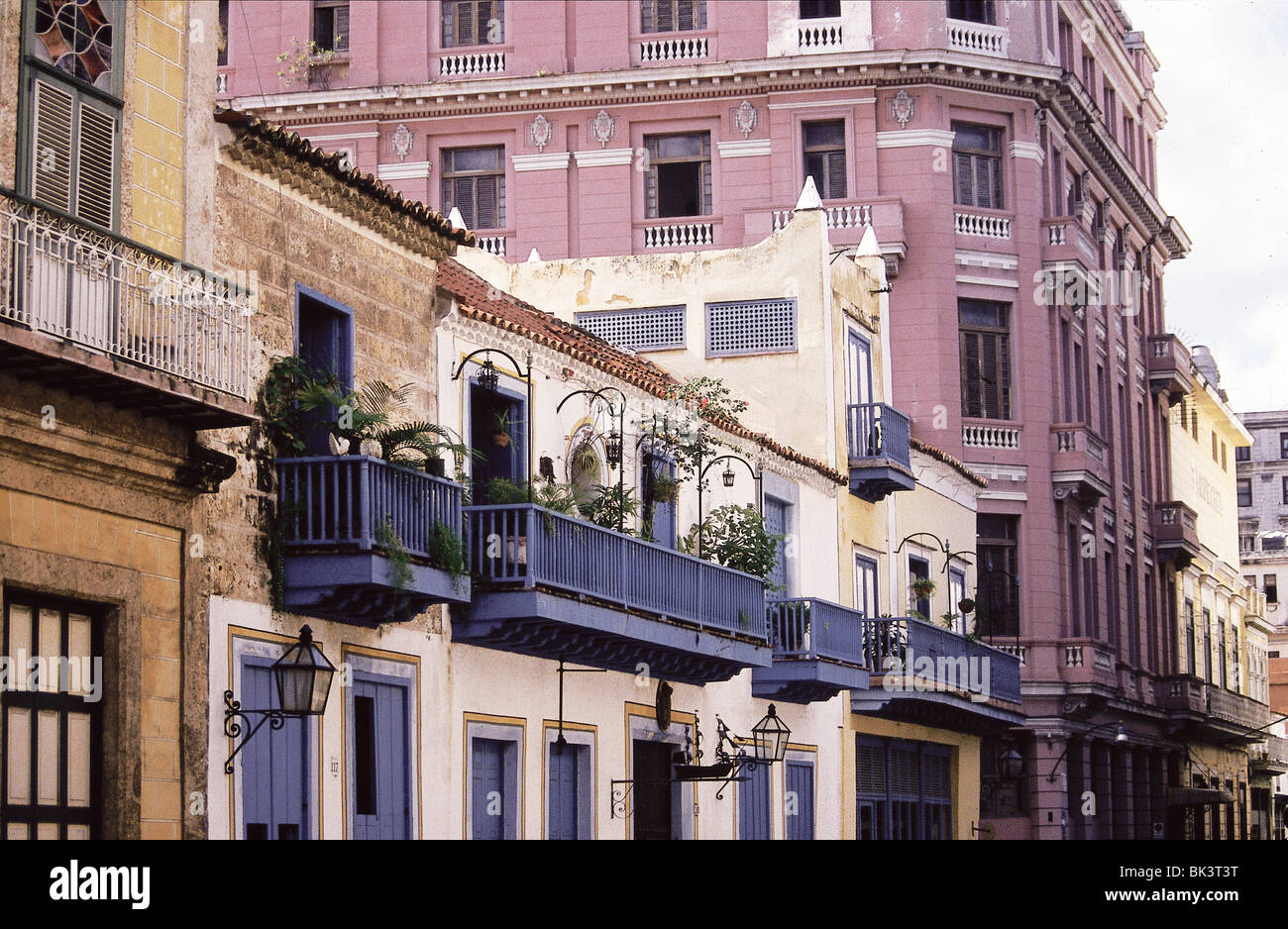 A variety of architectural details of old Cuban buildings and balconies ...