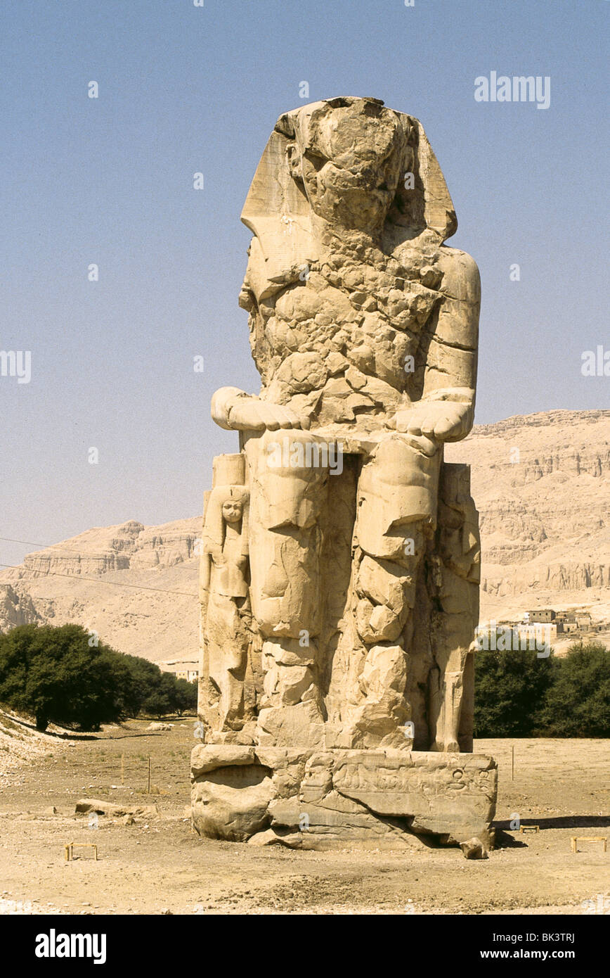 Colossus of Memnon built by Amenophis III. Luxor, Egypt Created, Circa ...