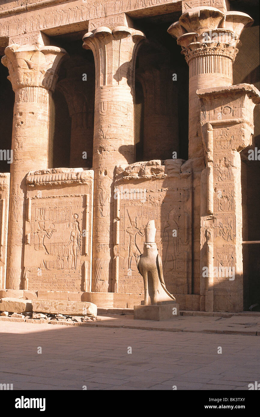 An ancient Egyptian archaeological site showing columns capitals bas ...